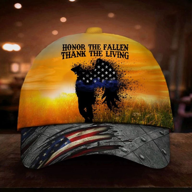 American Flag Honor The Fallen Thank The Living Cap - Hot Sale 2025