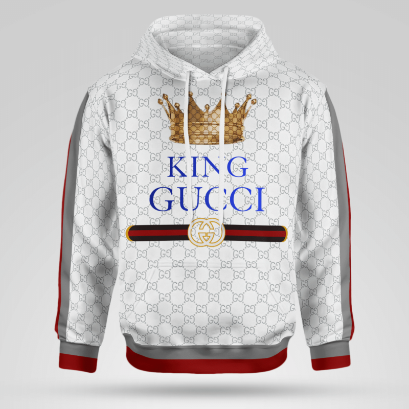 King Gucci White Pattern 3D Hoodie - Hot Sale 2025