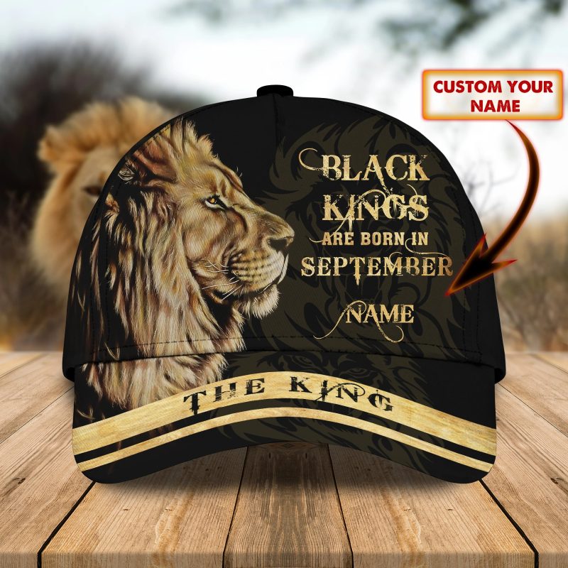 Lion Black Kings Are Born In September Custom Personalized Name Cap ...
