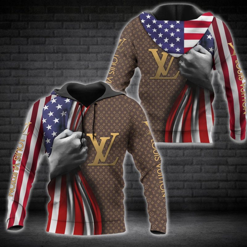 Louis Vuitton American Flag 3D Hoodie - Hot Sale 2025