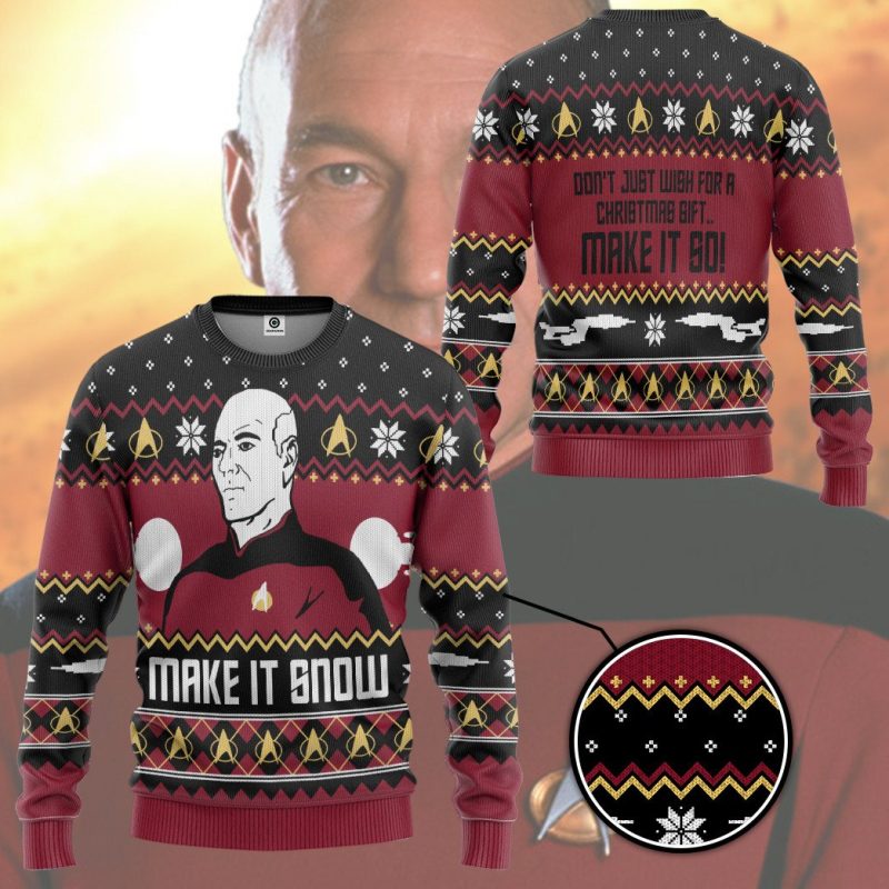 Make It Snow With Captian Jean-Luc Picard Christmas Sweater - Hot Sale 2024