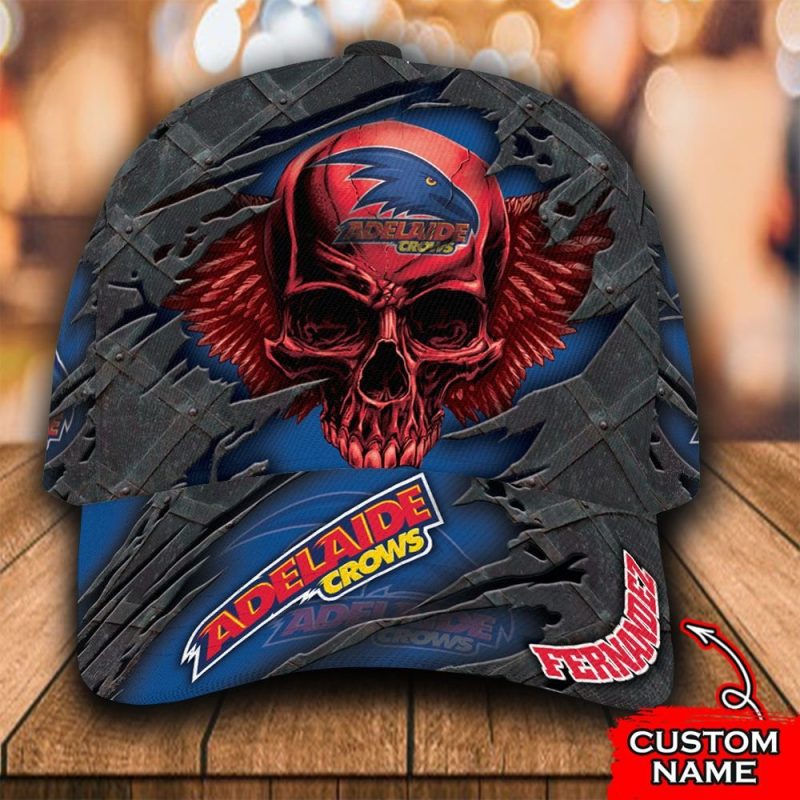 Personalized Afl Adelaide Crows 3D Skull Custom Name Cap - Hot Sale 2025