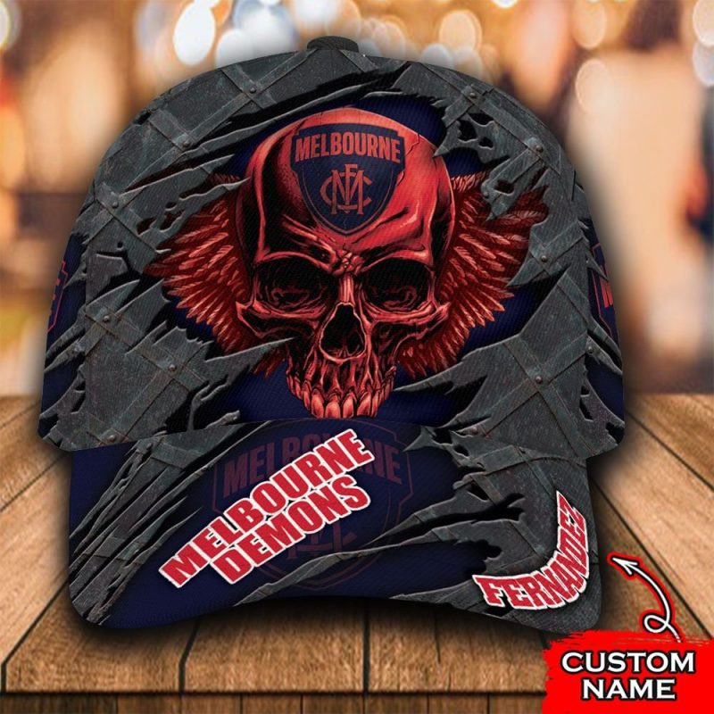 Personalized Afl Melbourne Demons 3D Skull Custom Name Cap - Hot Sale 2024