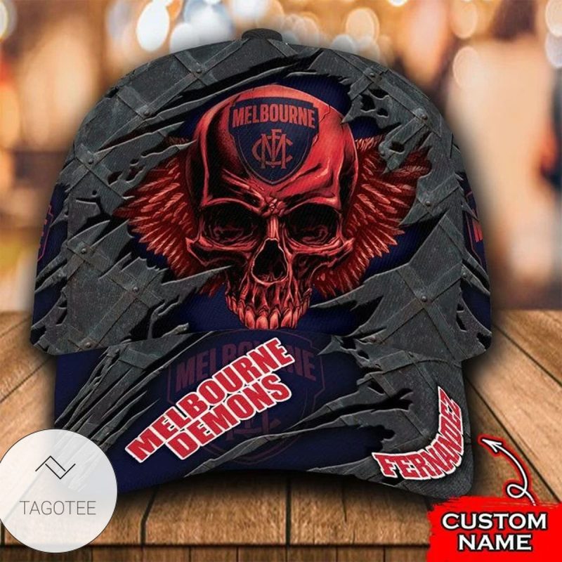 Personalized Afl Melbourne Demons 3D Skull Hat Cap - Hot Sale 2024