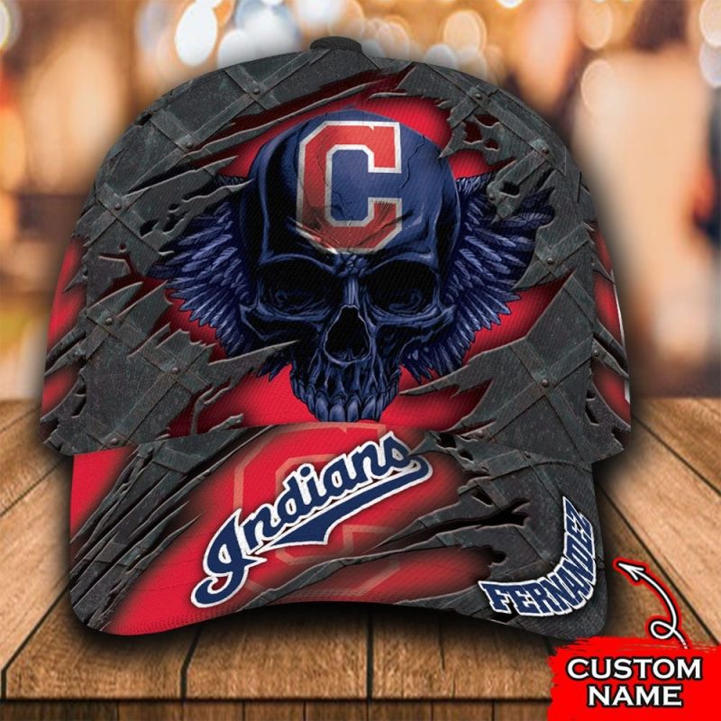 Personalized Mlb Cleveland Indians 3D Skull Custom Name Cap - Hot Sale 2024