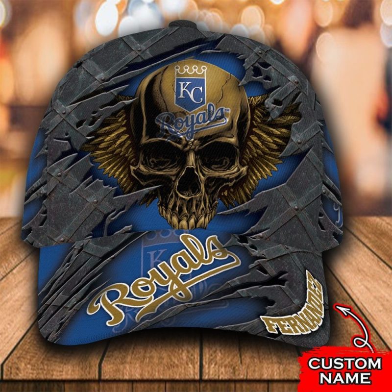 Personalized Mlb Kansas City Royals 3D Skull Custom Name Cap - Hot Sale ...
