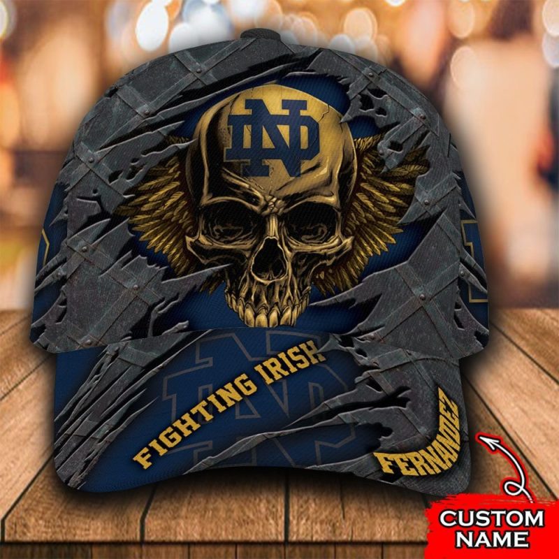 Personalized Ncaa1 Notre Dame Fighting Irish 3D Skull Custom Name Cap ...