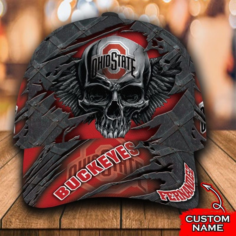 Personalized Ncaa1 Ohio State Buckeyes 3D Skull Custom Name Cap - Hot ...