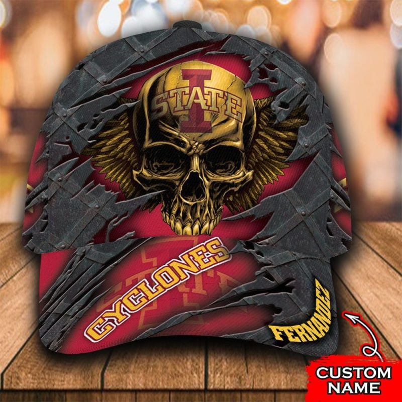 Personalized Ncaa3 Iowa State Cyclones 3D Skull Custom Name Cap - Hot ...