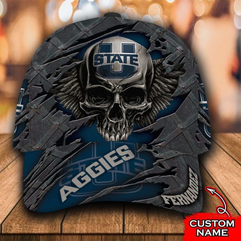 Personalized Ncaa3 Utah State Aggies 3D Skull Custom Name Cap - Hot ...