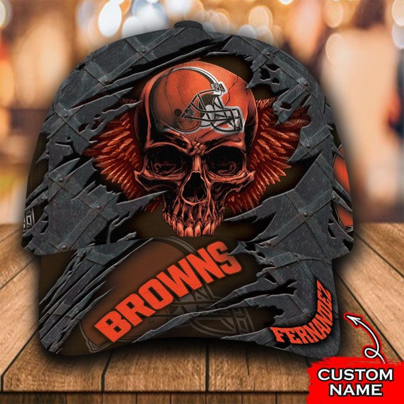 Personalized Nfl Cleveland Browns Skull Custom Name Cap - Hot Sale 2024