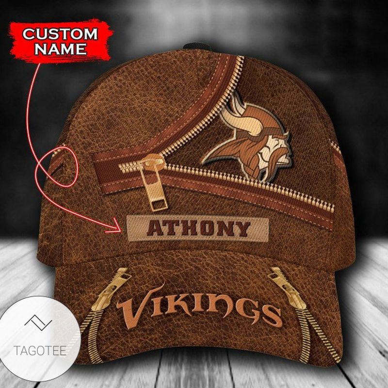 Personalized Nfl Minnesota Vikings Leather Zipper Print Hat Cap - Hot ...