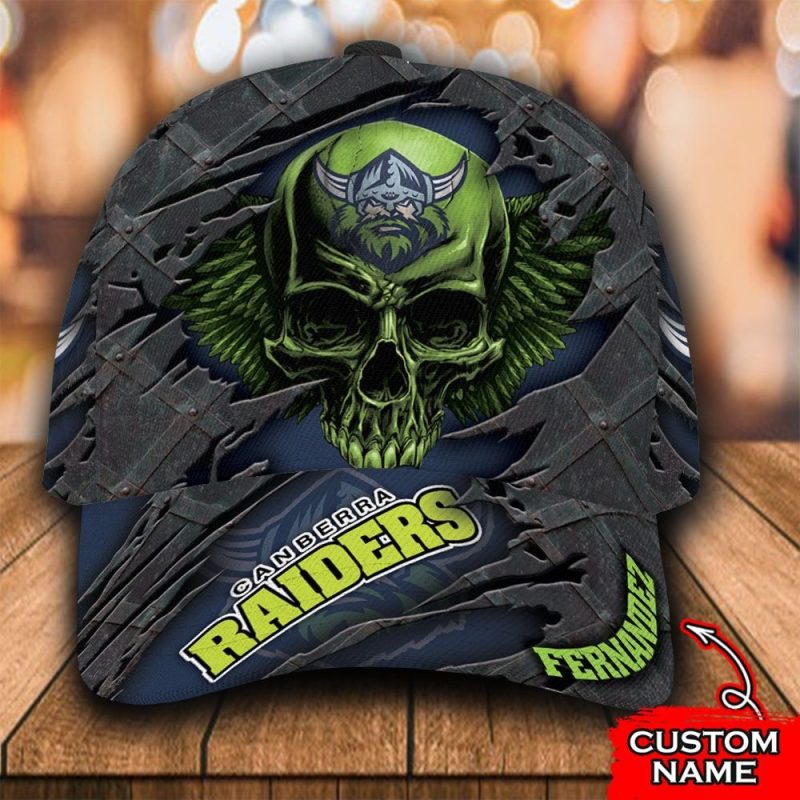 Personalized Nrl Canberra Raiders 3D Skull Custom Name Cap - Hot Sale 2025