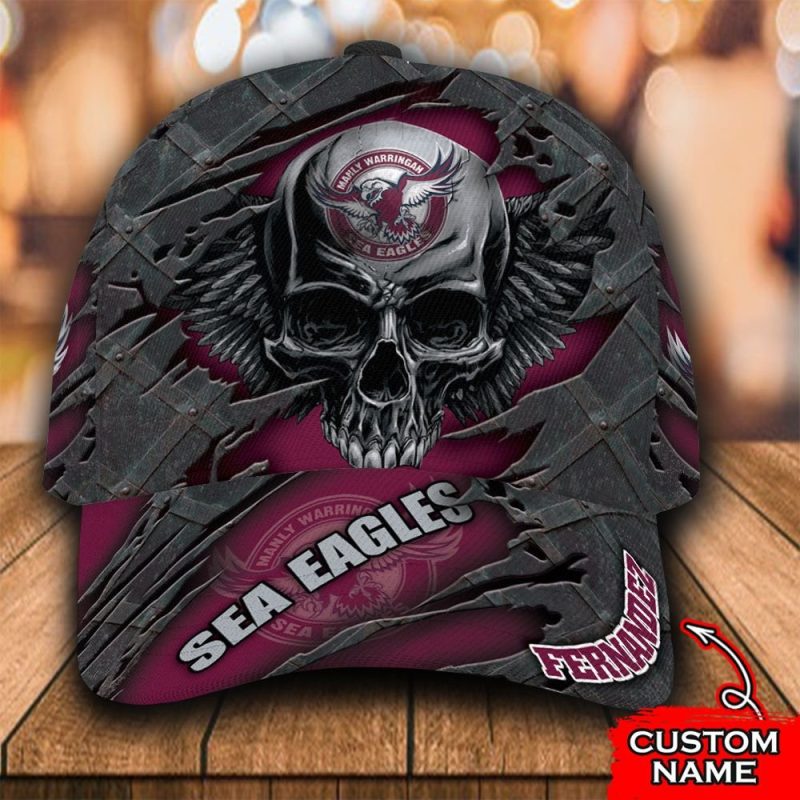 Personalized Nrl Manly-Warringah Sea Eagles 3D Skull Custom Name Cap ...