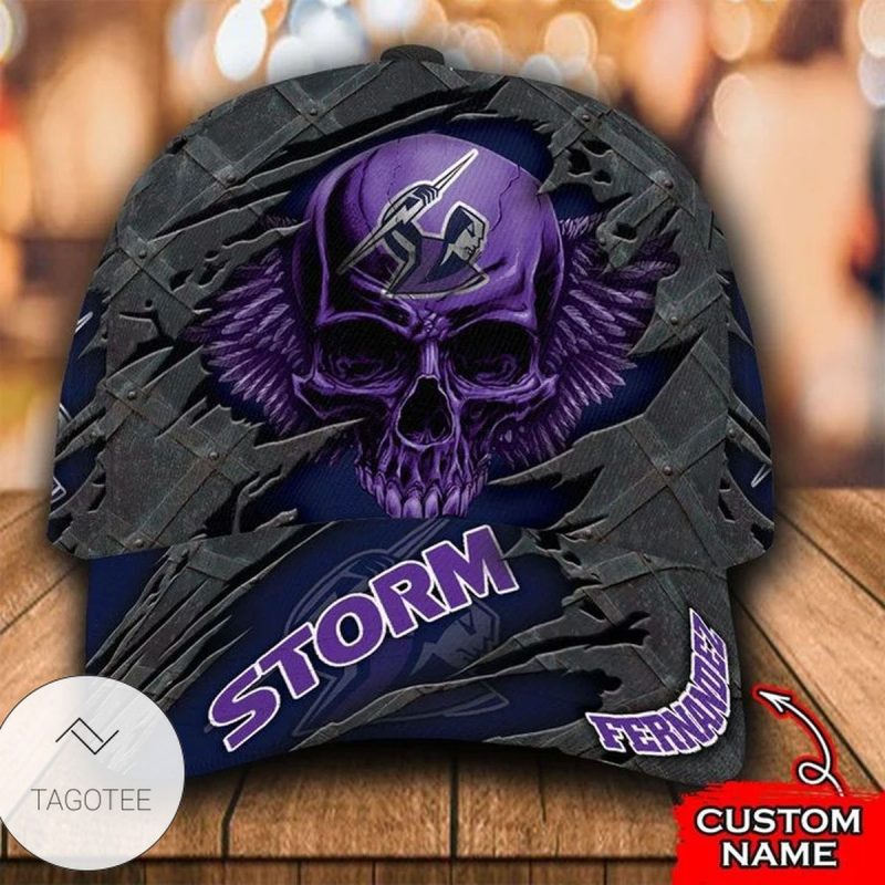 Personalized Nrl Melbourne Storm 3D Skull Hat Cap - Hot Sale 2025