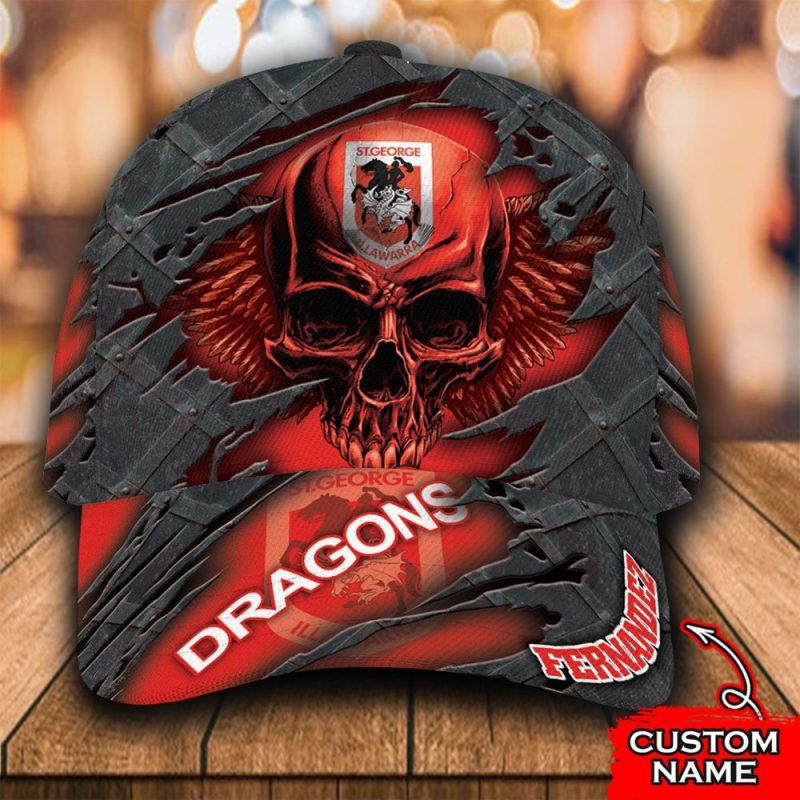 Personalized Nrl St. George Illawarra Dragons 3D Skull Custom Name Cap ...