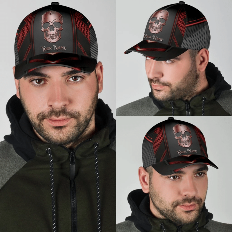 Red Skull Custom Personalized Name Cap Hat - Hot Sale 2025